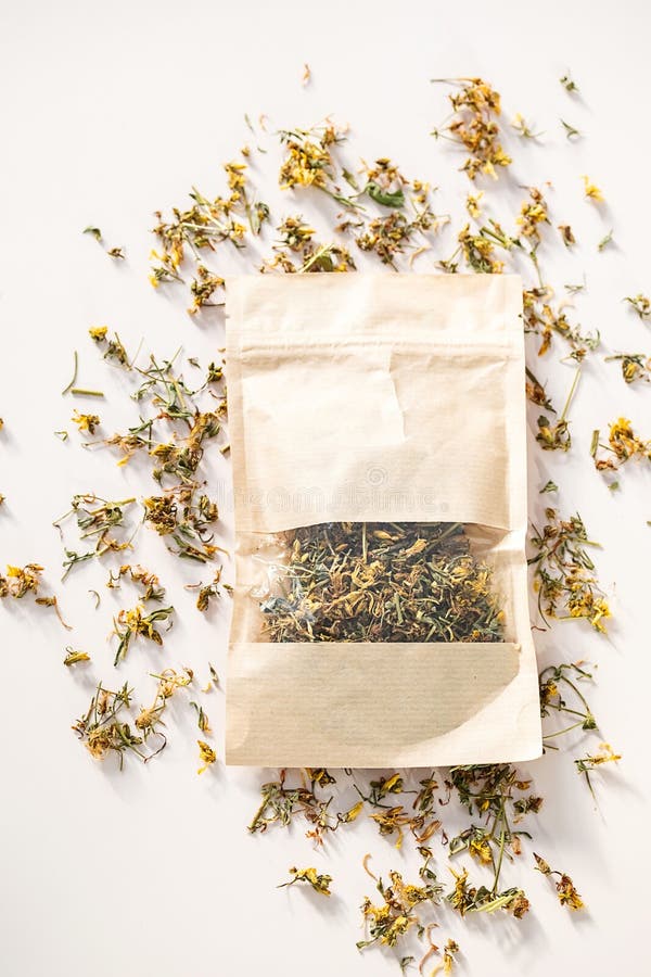 Organic St John S Wort Herbal Tea Pack Stock Photo - Image of wellbeing ...