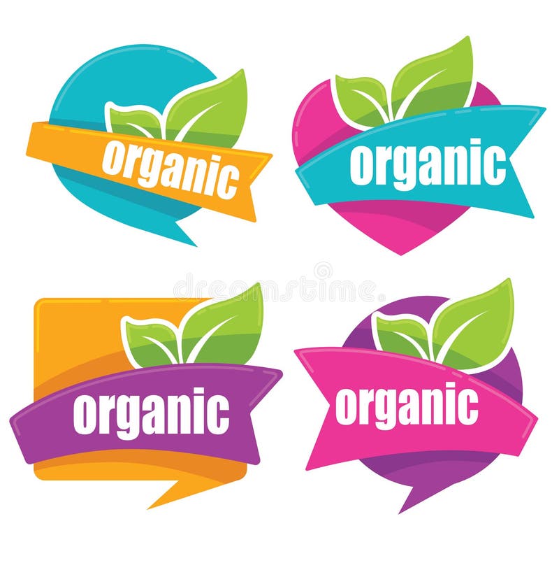 Organic stickers stock vector. Illustration of heart - 63726057