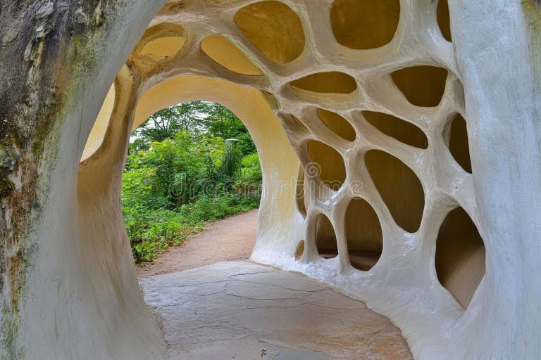Organic Structure: Nature-Inspired Architecture in Lush Greenery. Stock ...