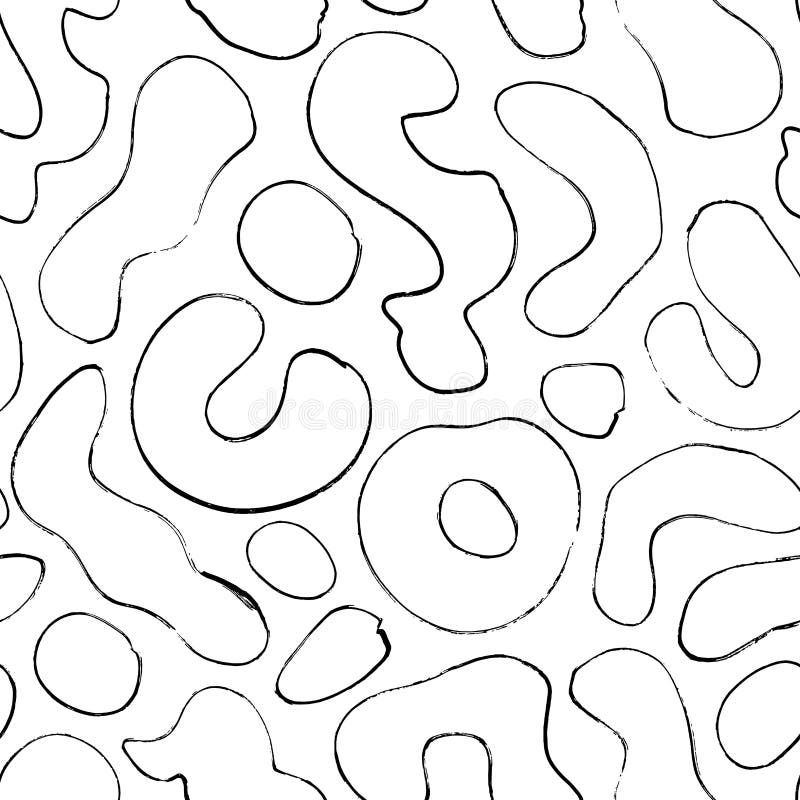 Hand Drawn Organic Black Shapes Seamless Pattern Stock Vector ...