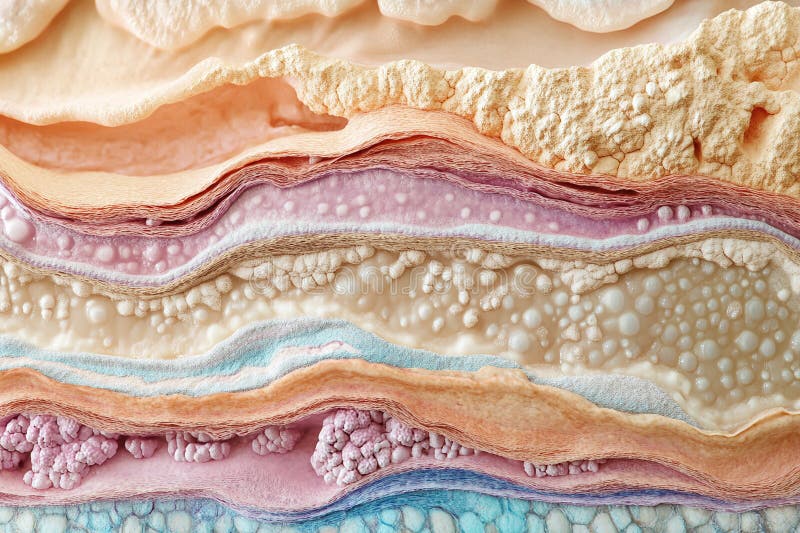 Organic Tissue Layers 3D Anatomical Illustration with Cellular Patterns ...