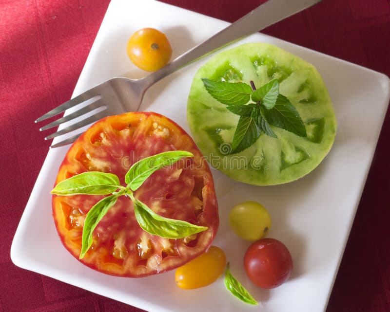 Organic Tomato Appetizer or Snack Stock Photo - Image of appetizer ...