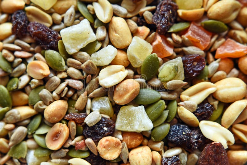 Organic Trail Mix Close Up stock photo. Image of dried - 143534214