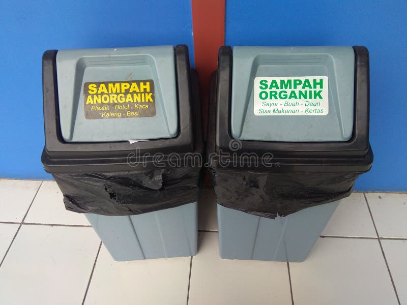 Organic and an-organic Trashcan Used in School Stock Image - Image of ...
