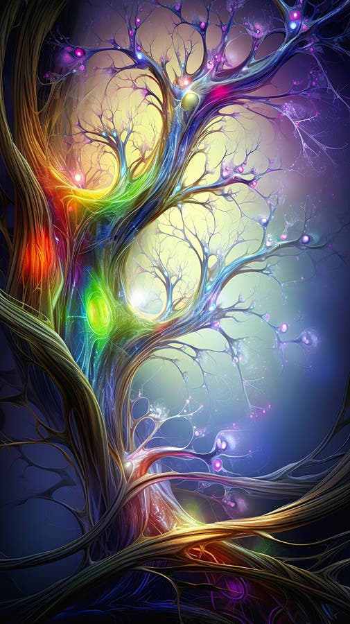 Organic Tree Colored Light Branches Morph Cascading Dimensions M Stock ...