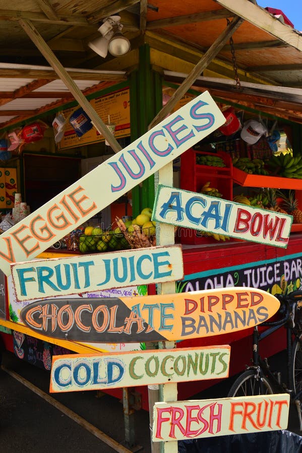An Organic Tropical Fruit Stand Displays Their Offerings Editorial ...