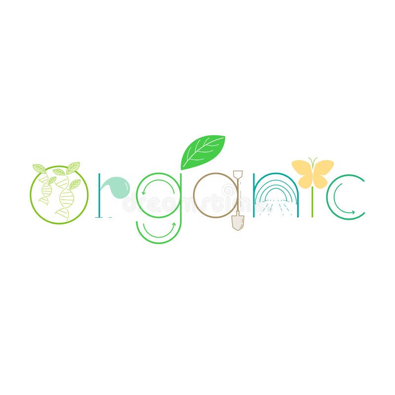 Organic Pictorial Typographic Stock Vector - Illustration of ecology ...
