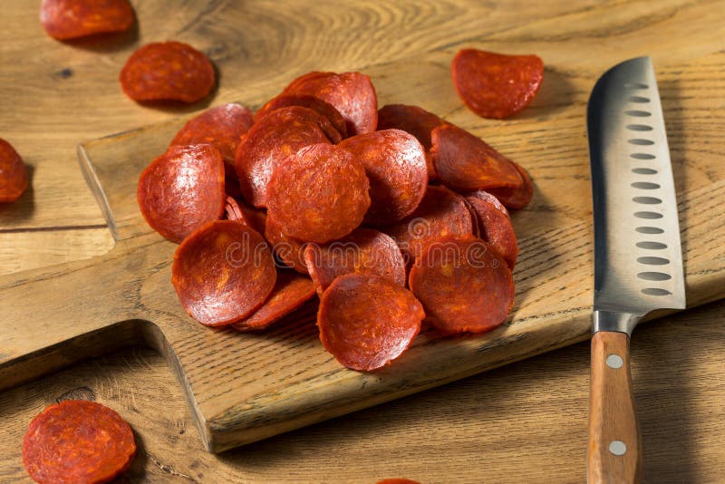 Organic Uncured Italian Pepperoni Slices Stock Image - Image of fresh ...