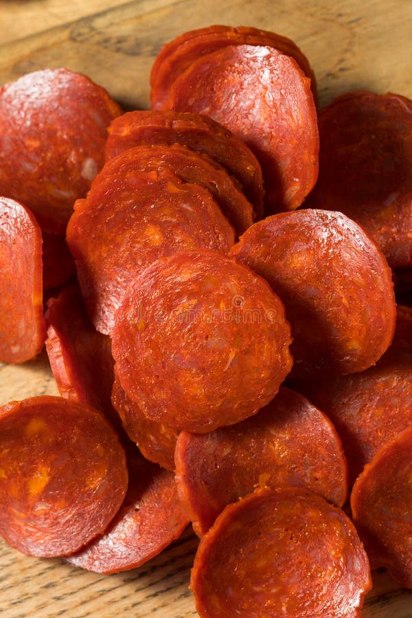Organic Uncured Italian Pepperoni Slices Stock Image - Image of ...