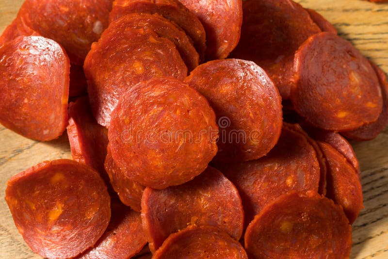 Organic Uncured Italian Pepperoni Slices Stock Image - Image of organic ...