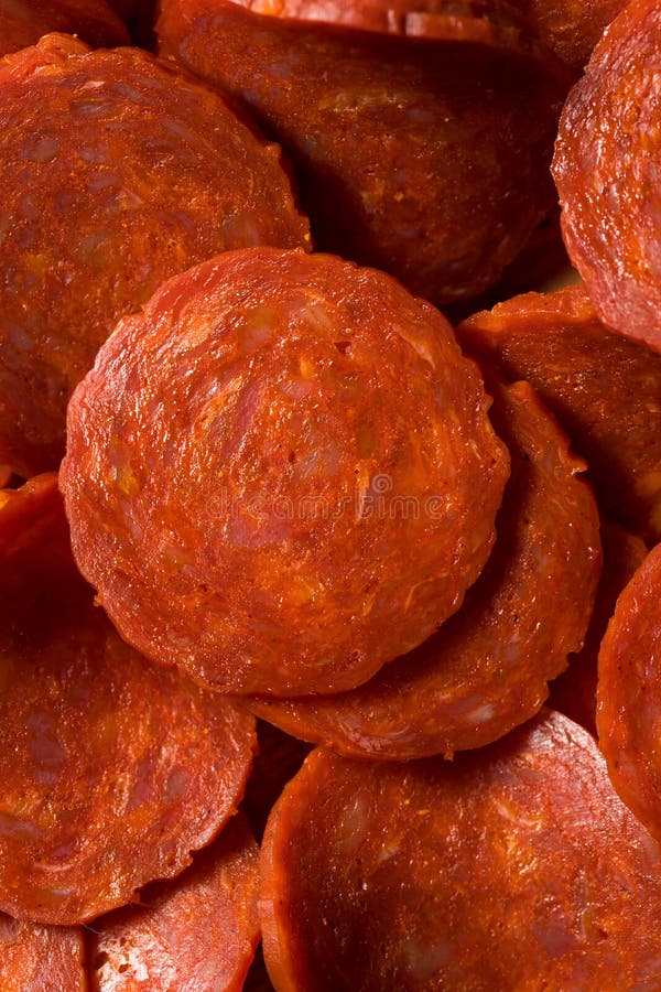 Organic Uncured Italian Pepperoni Slices Stock Image - Image of spiced ...
