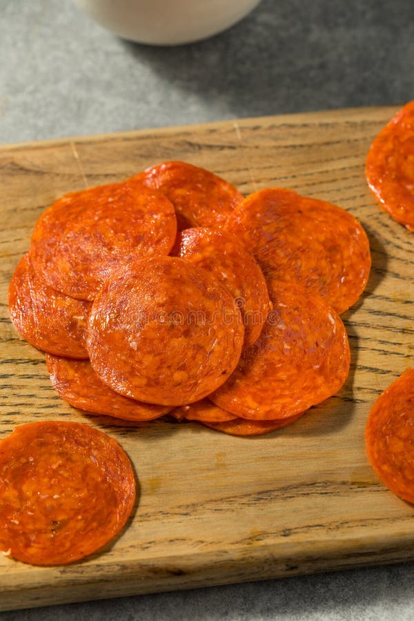 Organic Uncured Pepperoni Slices Stock Photo - Image of ingredients ...