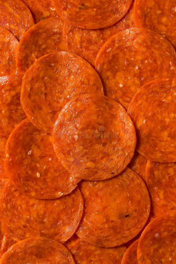Organic Uncured Pepperoni Slices Stock Image - Image of group ...