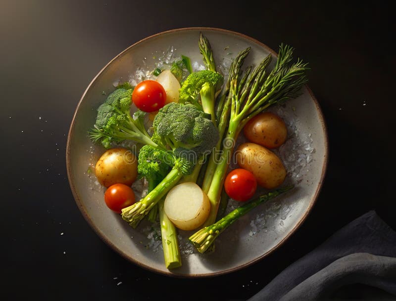 Organic Vegetables on a Plate. Generative AI Stock Illustration ...