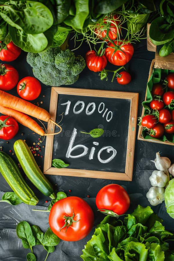 Organic Vegetables Top View Place for Text Stock Illustration ...