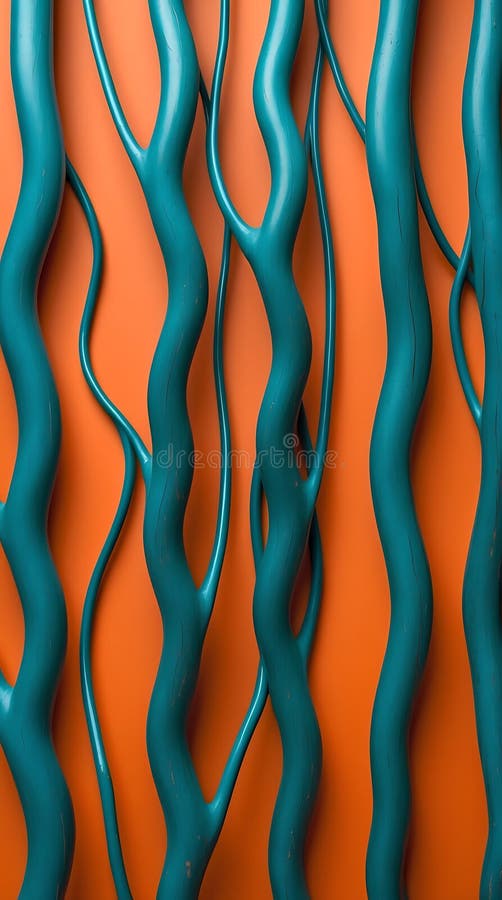 Organic Vertical Shapes Resembling Vines on an Orange Background ...