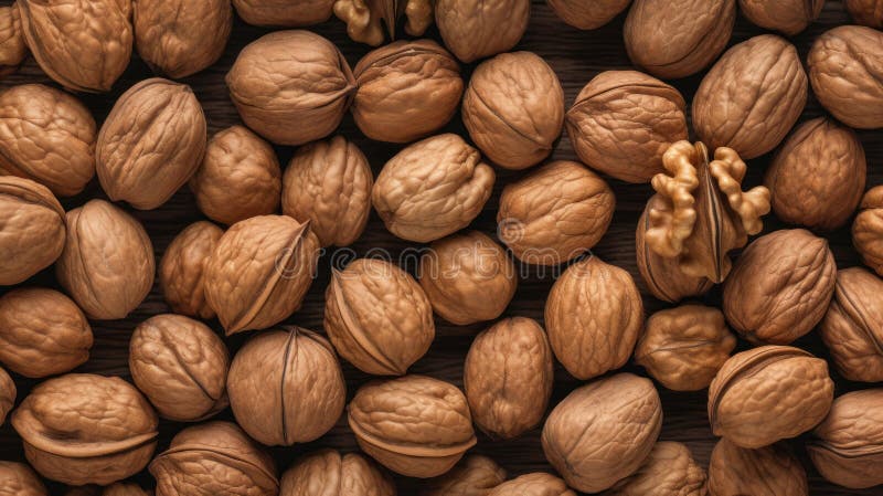 Organic Walnut Nuts Horizontal Background Illustration. Stock ...