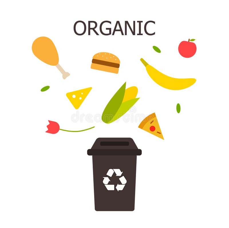 Organic Waste Black Bin. Waste Sorting and Recycling Concept Stock ...