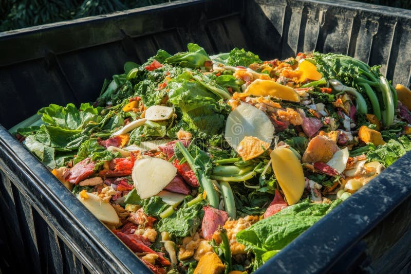 Organic Waste Collection Filled with Various Vegetable Scraps in Large ...
