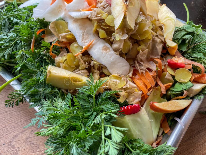 Organic Waste after Cooking in the Kitchen for the Composter in the ...