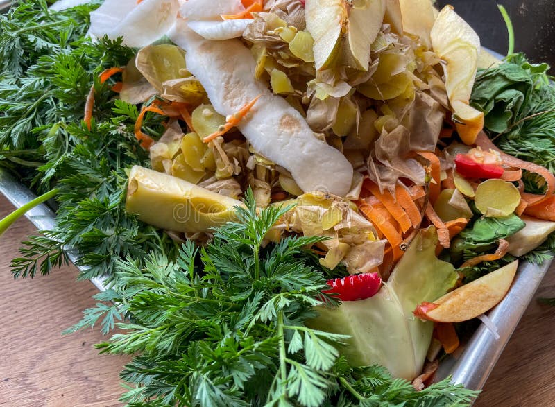 Organic Waste after Cooking in the Kitchen for the Composter in the ...