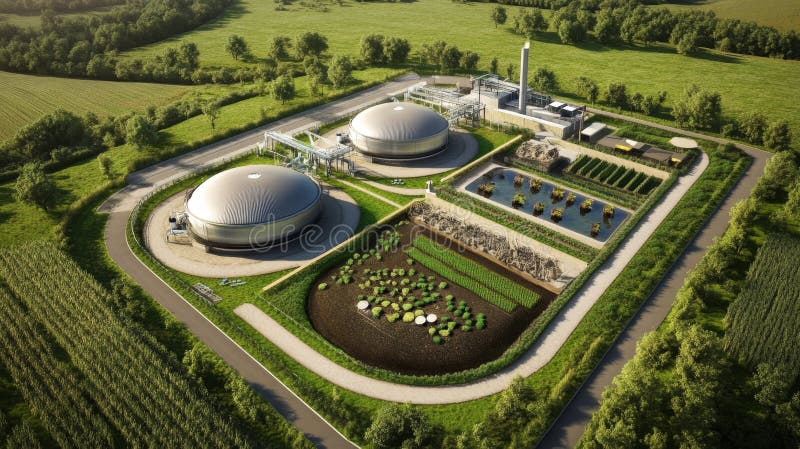 Organic Waste Energy Facility Converting Waste into Renewable Energy Stock Illustration ...