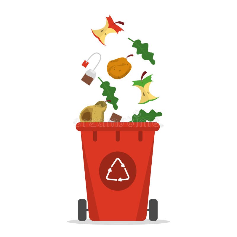 Organic Waste Falling in the Trash Bin Vector Isolated Stock ...