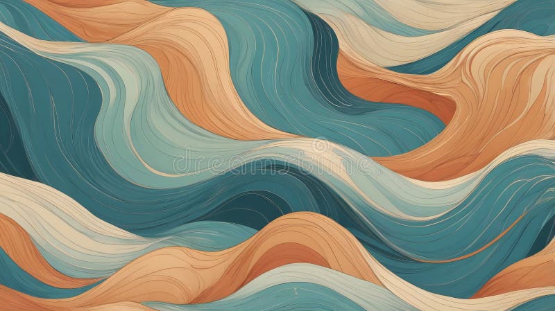 Organic Wave-like Forms Flowing Seamlessly Pattern. Stock Illustration ...