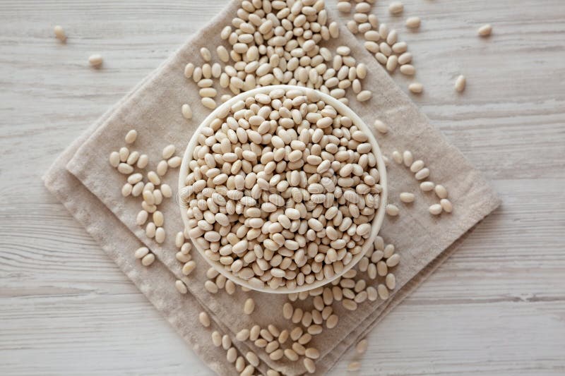 Organic White Beans in a Bowl, Top View. Flat Lay, Overhead, from Above ...