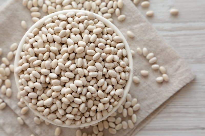 Organic White Beans in a Bowl, Top View. Flat Lay, Overhead, from Above ...