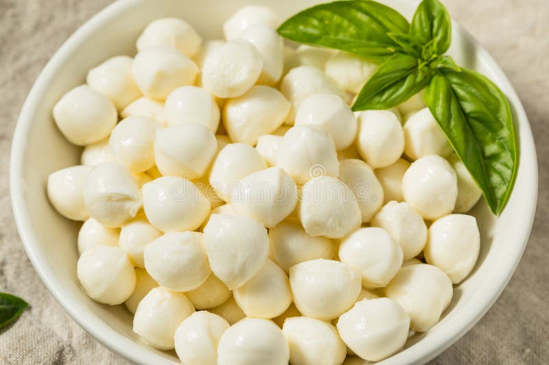 Organic White Mozzarella Pearls Cheese Stock Image - Image of cheese ...