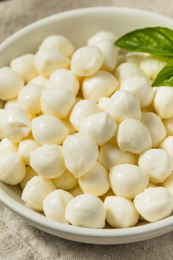Organic White Mozzarella Pearls Cheese Stock Photo - Image of milk ...