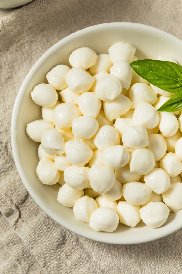 Organic White Mozzarella Pearls Cheese Stock Photo - Image of healthy ...