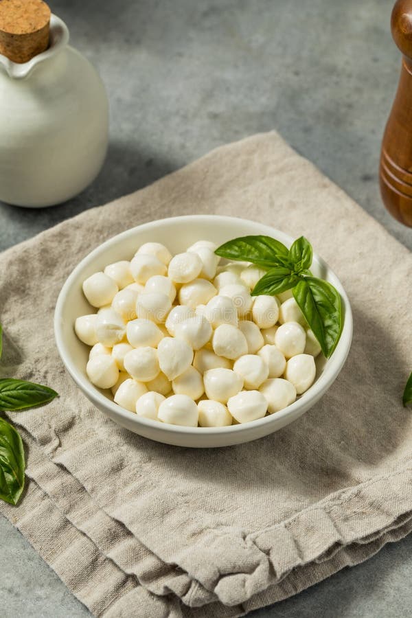 Organic White Mozzarella Pearls Cheese Stock Image - Image of milk ...