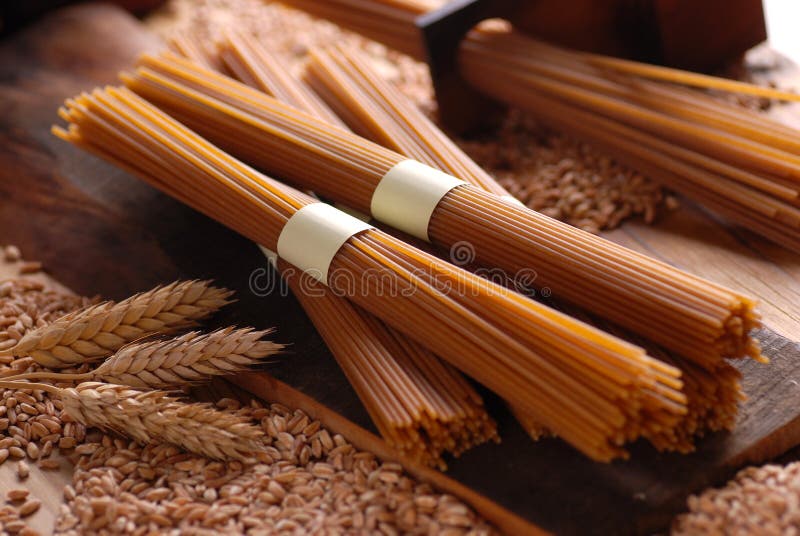 Organic Wholemeal Spaghetti Stock Image - Image of portion, noodles ...