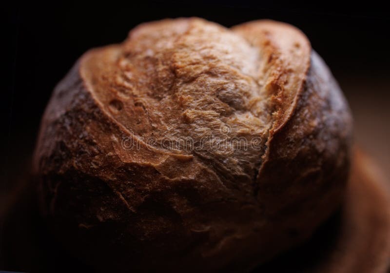 Organic Round Bread on Wood Plate Stock Image - Image of nutrition ...