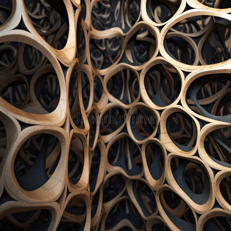 Organic Wooden Structure with Striations in Infinity Nets Style . Stock ...