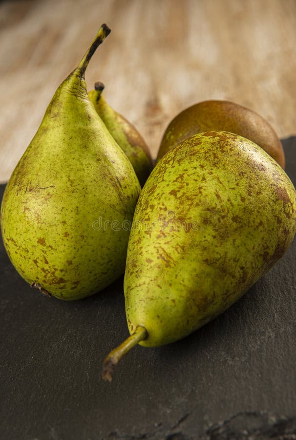 Organically Grown Pears on Black Slate Stock Image - Image of fresh ...