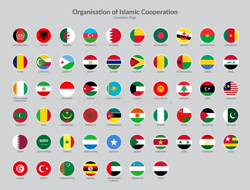 Organisation of Islamic Cooperation Countries Flag Icons Collection ...
