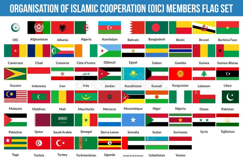 Organization of Islamic Cooperation, OIC Members Flag Set Vector ...