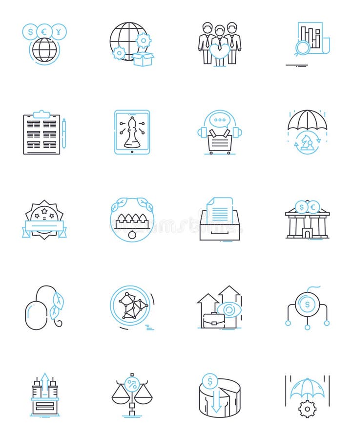 Organization Advancement Linear Icons Set. Progress, Development ...