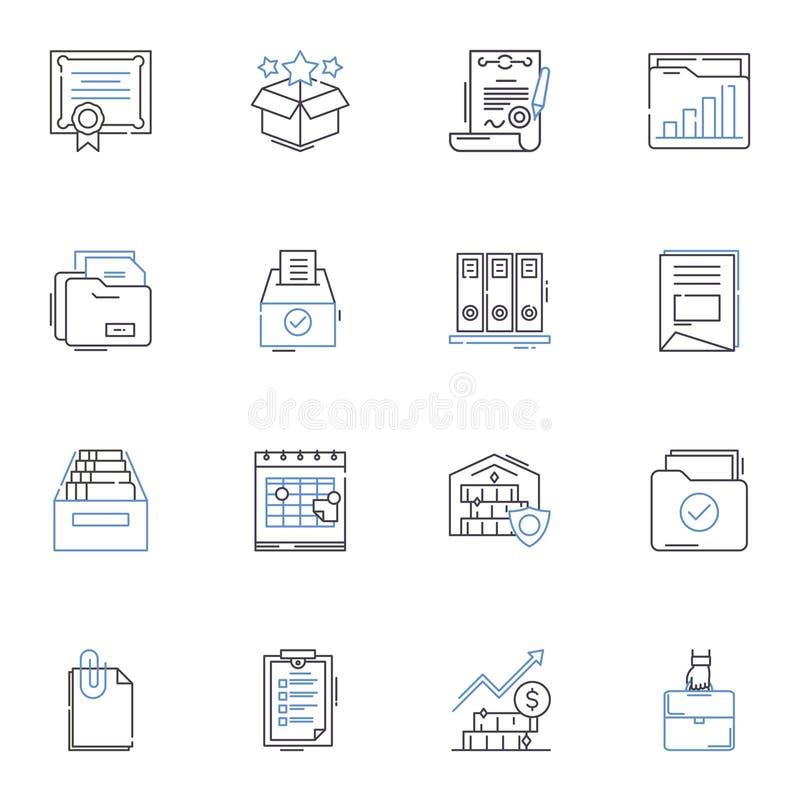 Organization Archives Line Icons Collection. Preservation, Accessible ...