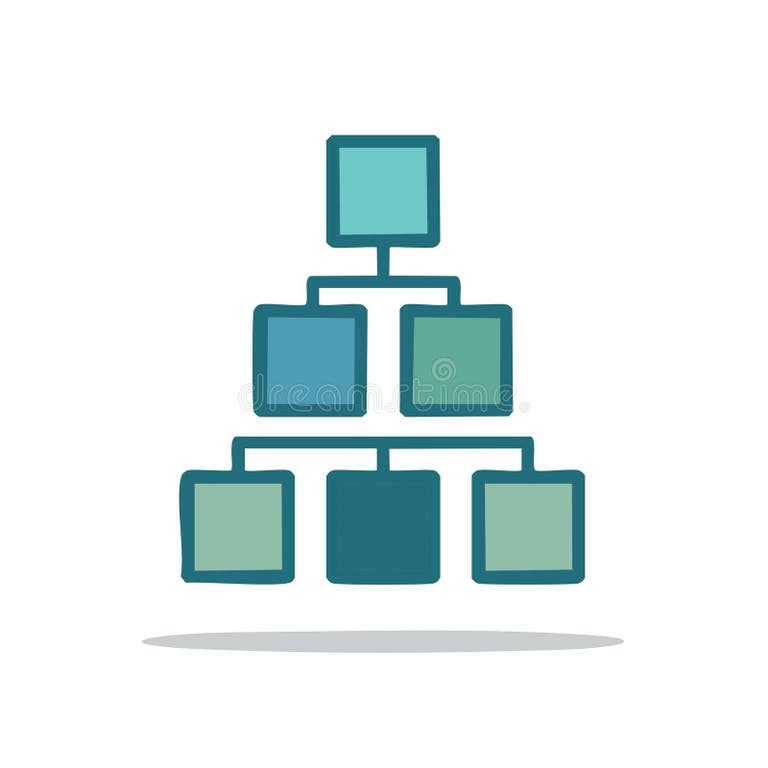 Organization Chart Concept with Connected Colorful Squares, Workflow Hierarchy, Sketch Doodle ...
