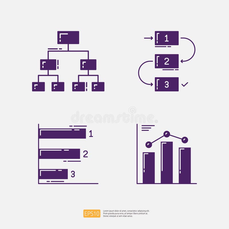 Organization Chart, Hierarchy Workflow, Statistic Diagram Bar. Business Finance Chart and Graph ...