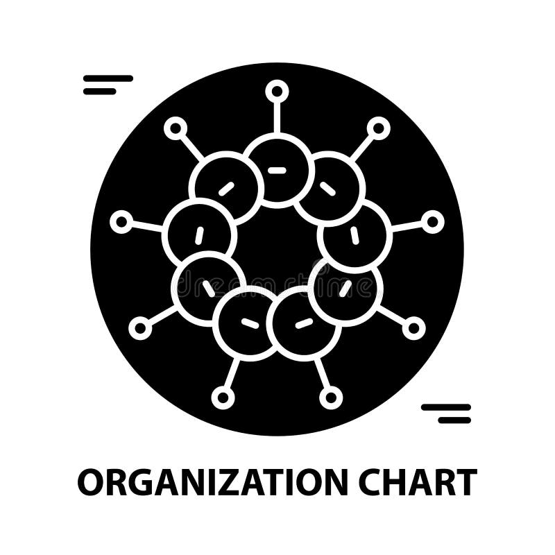 Organization Chart Icon, Black Vector Sign with Editable Strokes ...