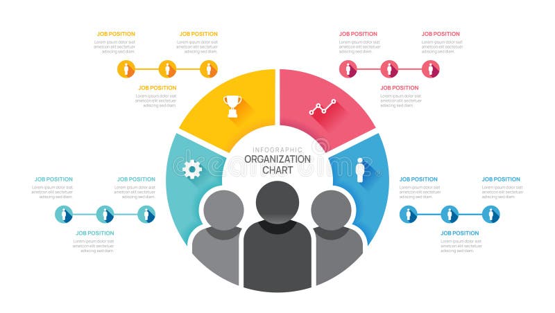 Organization Chart Infographic Template for Business with Avatar Icons ...