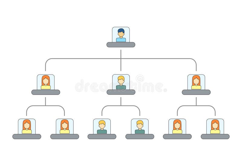 Organization Chart Infographics with People Icon and Abstract Line ...