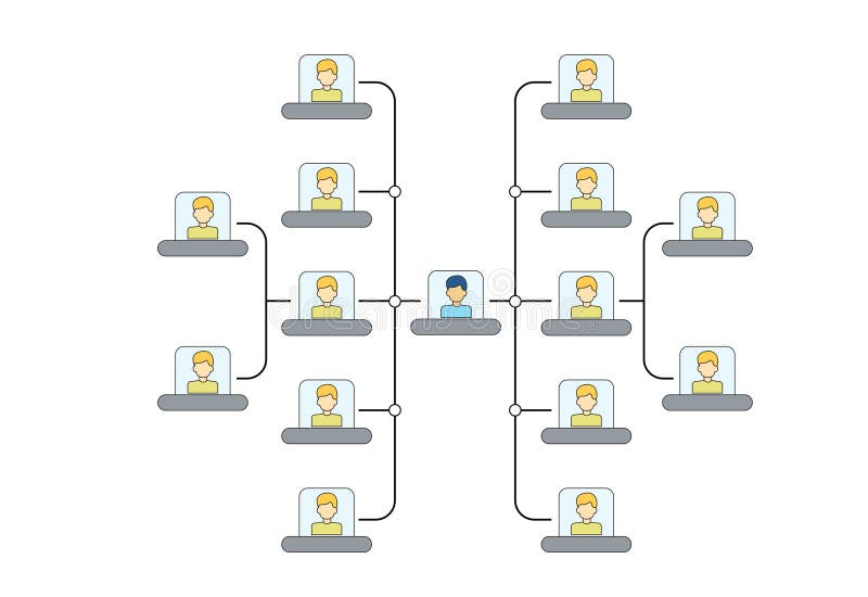 Organization Chart Infographics with People Icon and Abstract Line ...