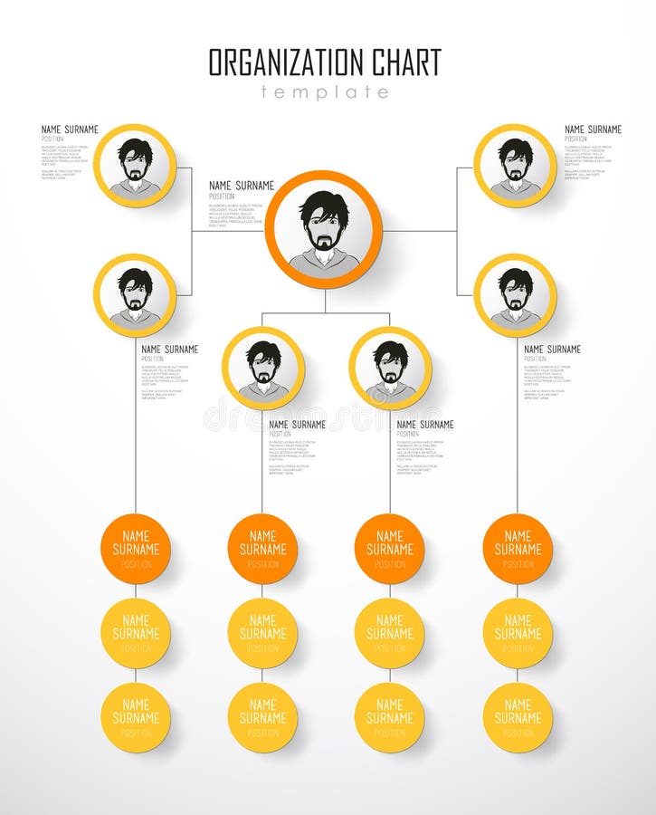 Organization Chart Template with Colorful Circles Stock Vector ...