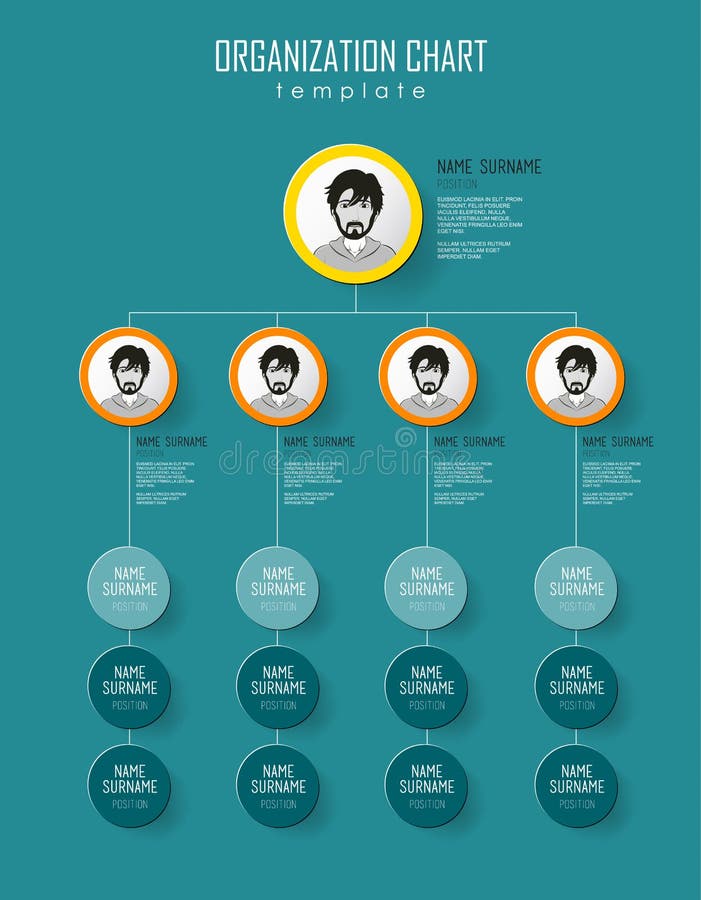 Organization Chart Template with Colorful Circles Stock Vector ...